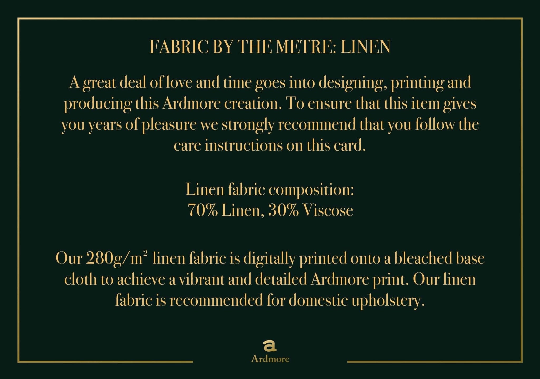 Care Card for Linen Fabrics – Ardmore Design